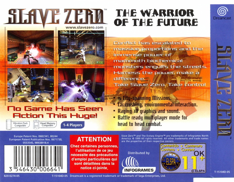 Slave-Zero-PAL-DC-back | Arcade Artwork