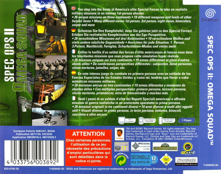 Spec-Ops-II---Omega-Squad-PAL-DC-back | Arcade Artwork