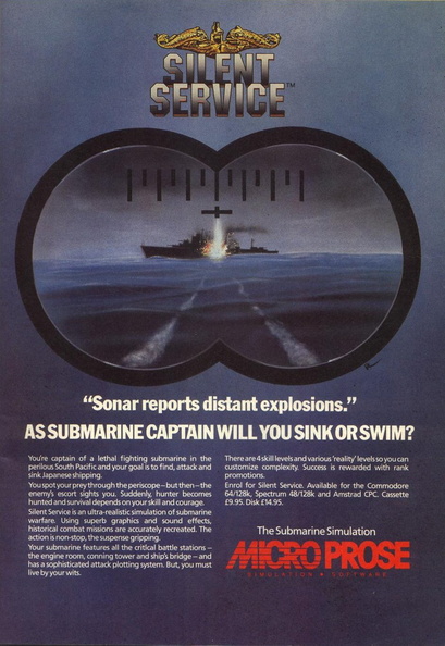 Silent-Service--USA-Advert-Microprose Silent Service213131 | Arcade Artwork