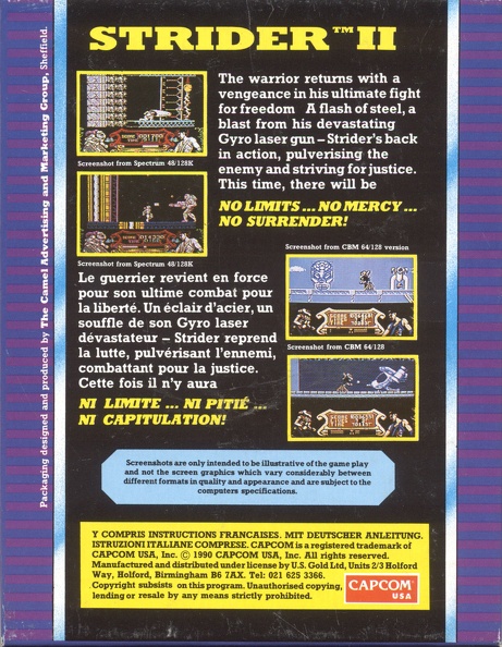 Strider-II--Europe--2.Back--Back114462 | Arcade Artwork