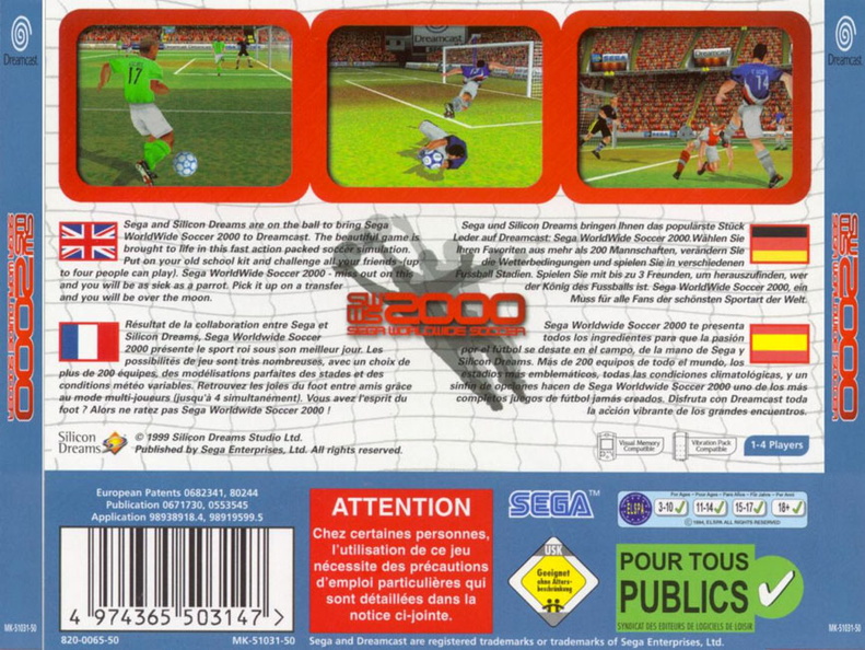 Sega-Worldwide-Soccer-2000--PAL----Back | Arcade Artwork